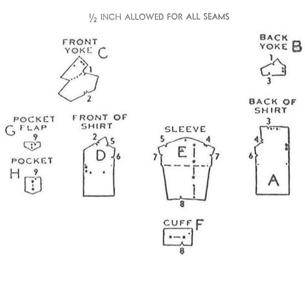 1950s Pattern, Men's Detailed Shirt - Multi Sizes – Vintage Sewing ...