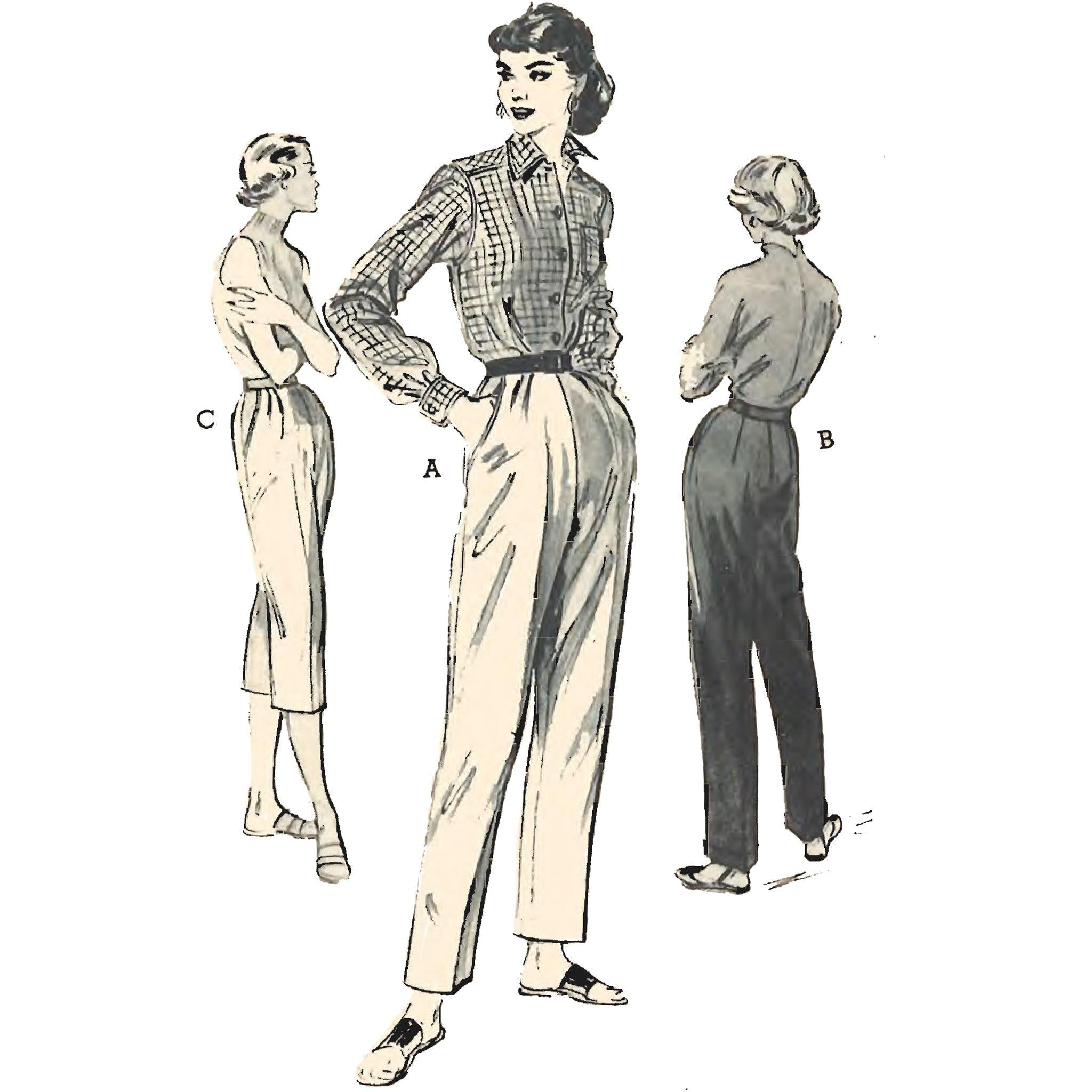 1950s Pattern, Women's Slacks, Pants - Multi-sizes – Vintage Sewing ...