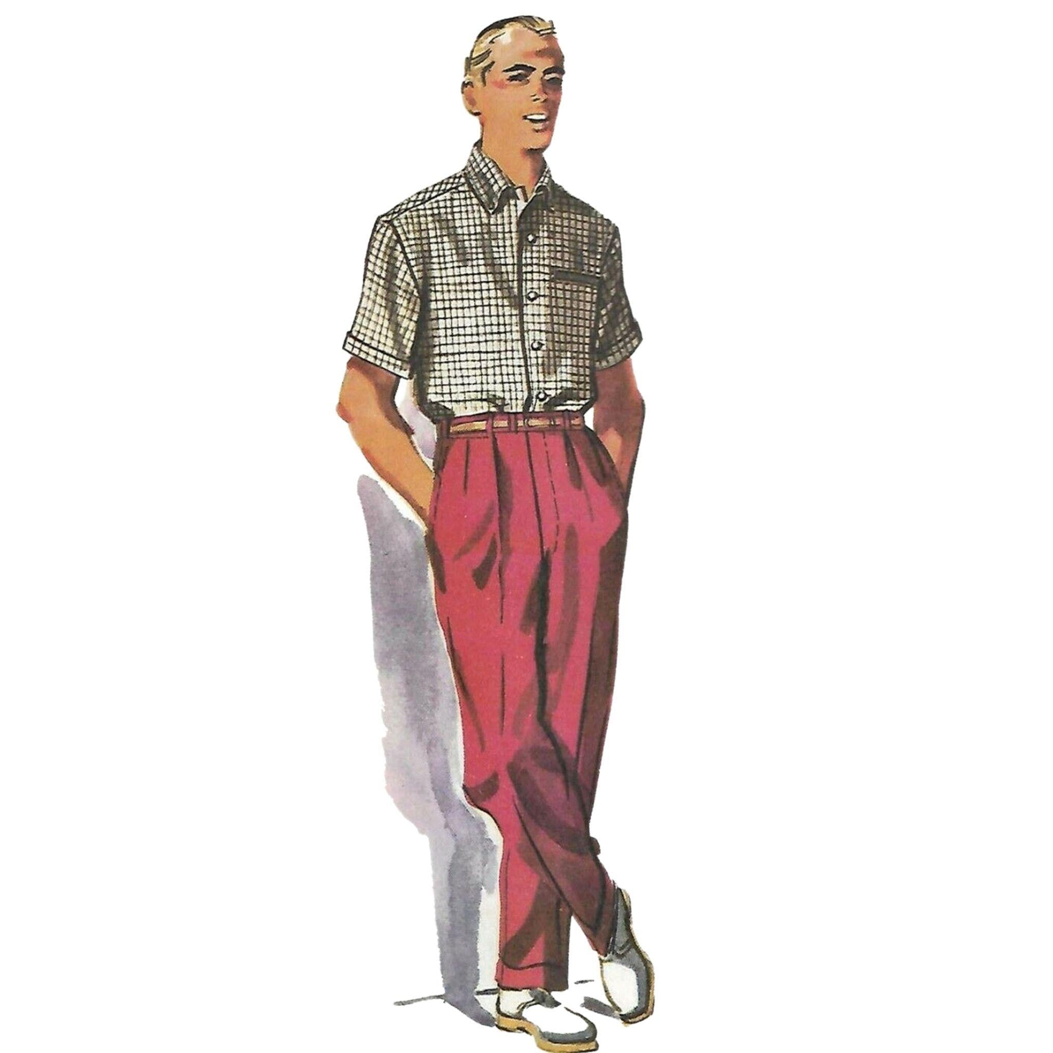 1950s Pattern, Men's Slacks, Pants, Trousers & Shirt - Chest 38” (96.5 ...