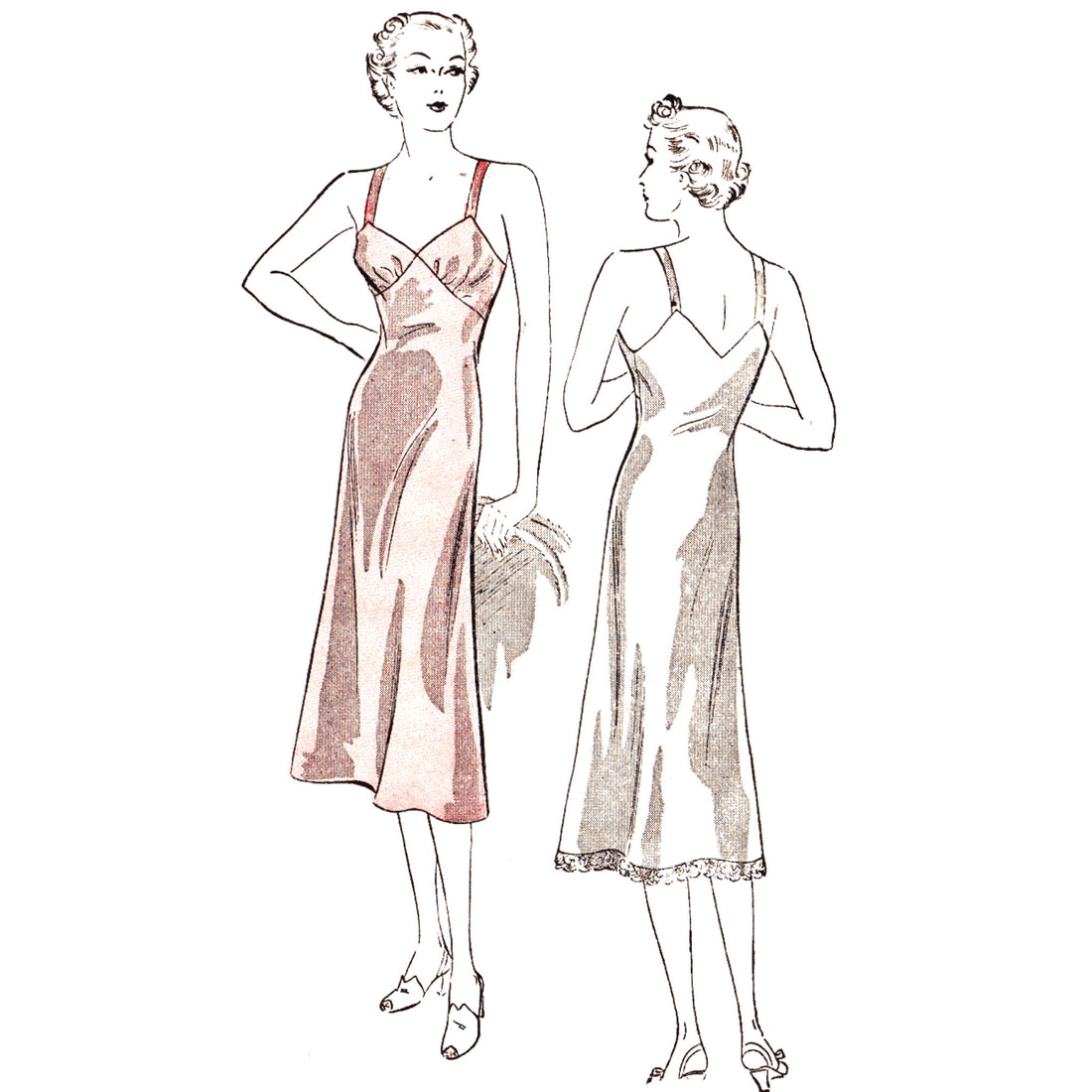 PDF - 1930s Sewing Pattern, 3/4 Length Slip - Bust: 36” (91.5cm) - Dow ...