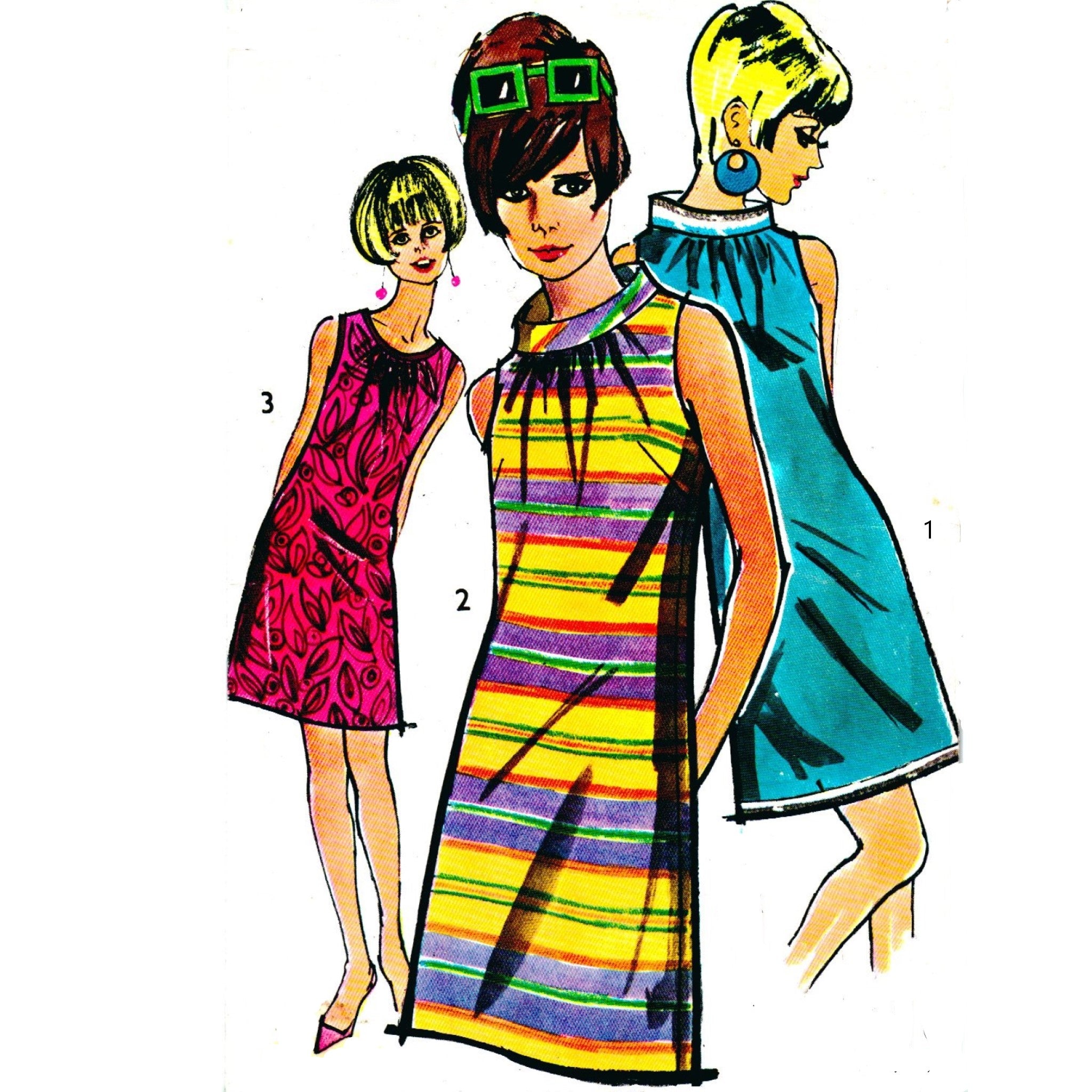 Vintage 1960s Sewing Pattern, Gogo Dress - Bust: 38” (96.5cm) – Vintage ...