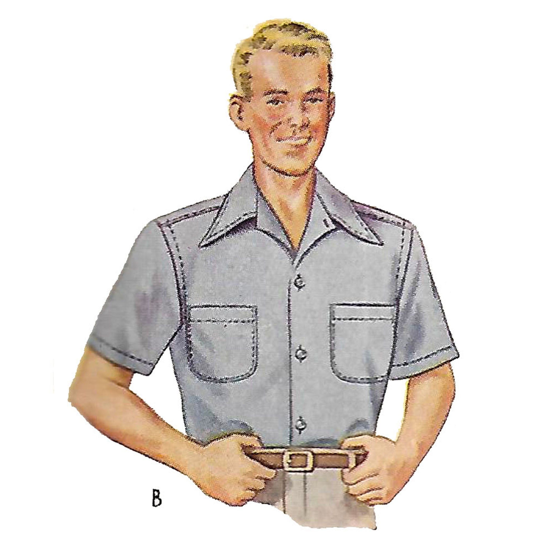 Vintage 1940s Pattern – Men’s Shirt in Two Styles - Multi-sizes ...
