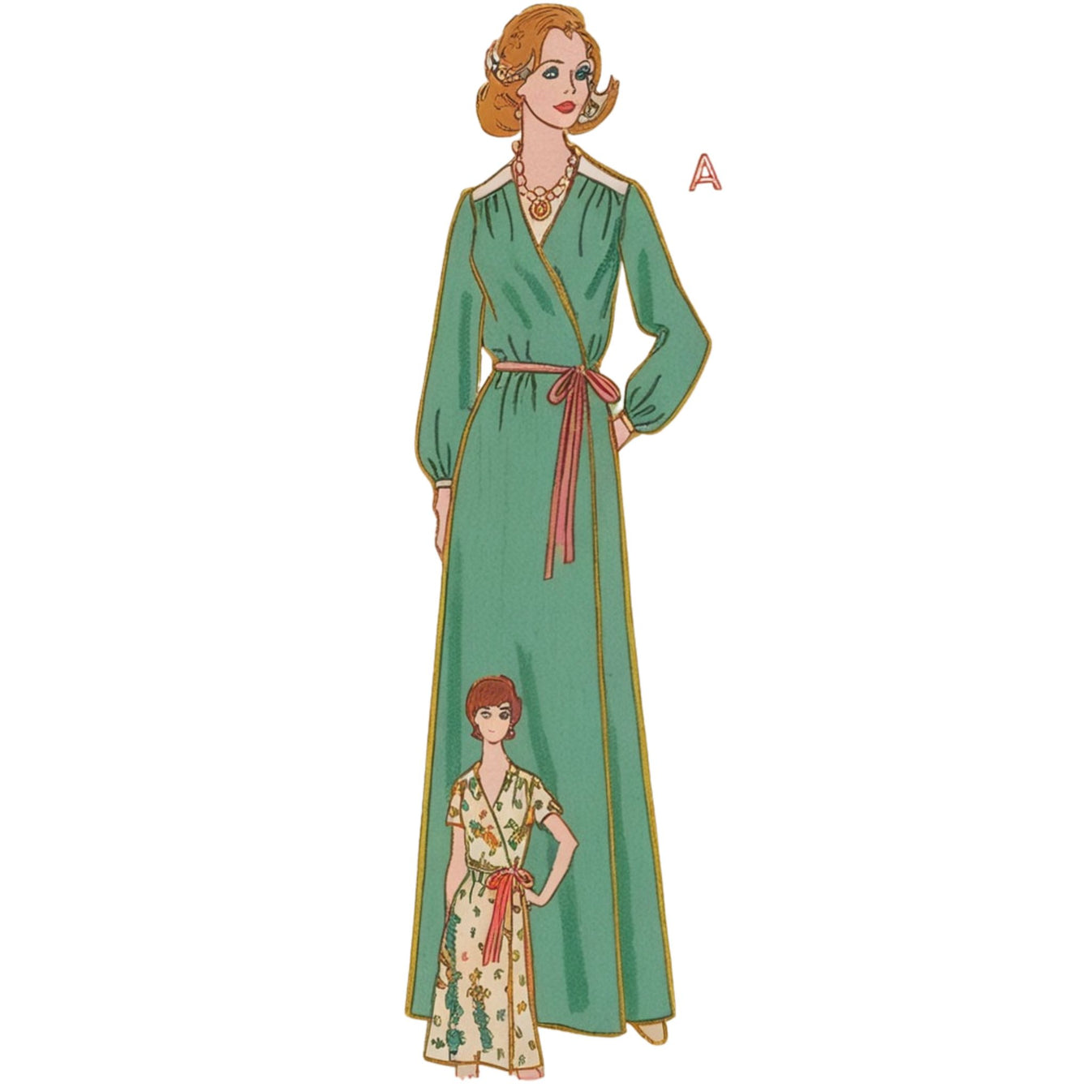 PDF - Vintage 1970s Pattern – Wrap-over day / Evening Dress, Two Lengt ...