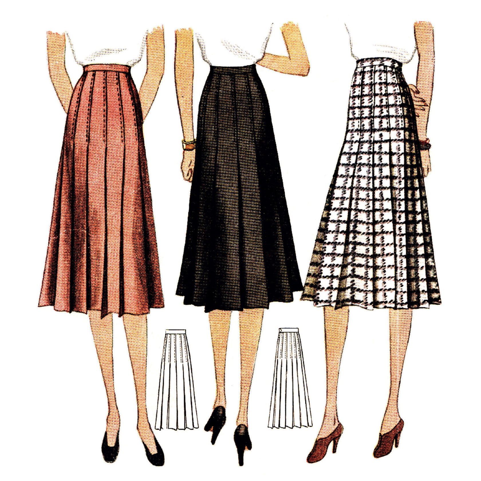 PDF - 1940s Sewing Pattern, Pleated Skirt - Waist: 24” (61cm) - Downlo ...