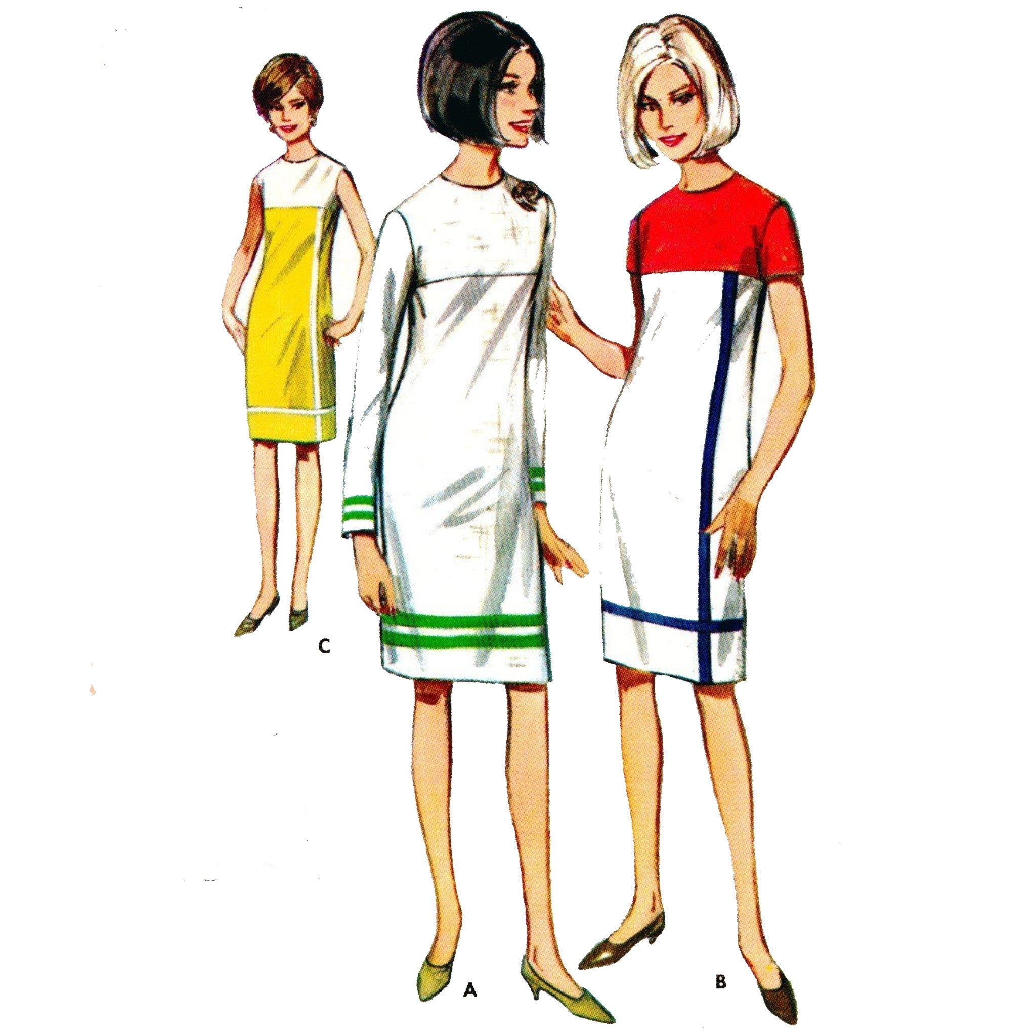PDF-60s Sewing Pattern, QUICK N EASY Mondrian Dress-Bust: 36”-Download ...