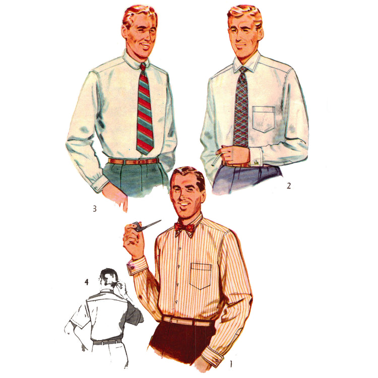 Vintage 1950s Sewing Pattern, Men’s Tailored Shirt - Chest 40” (101cm ...
