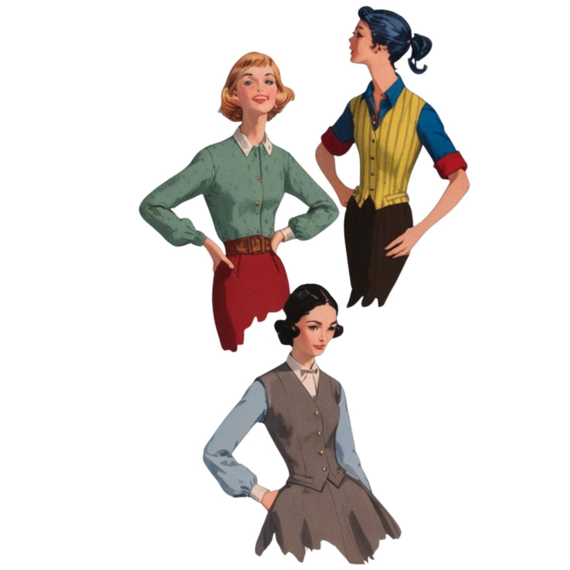 PDF - 1950s Sewing Pattern, Weskit & Blouse - Bust: 37” (94cm) - Downl ...