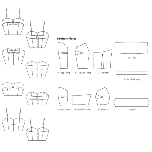 Women's Bras, Tops, Rockabilly, Vintage 1950s Sewing Pattern – Vintage ...
