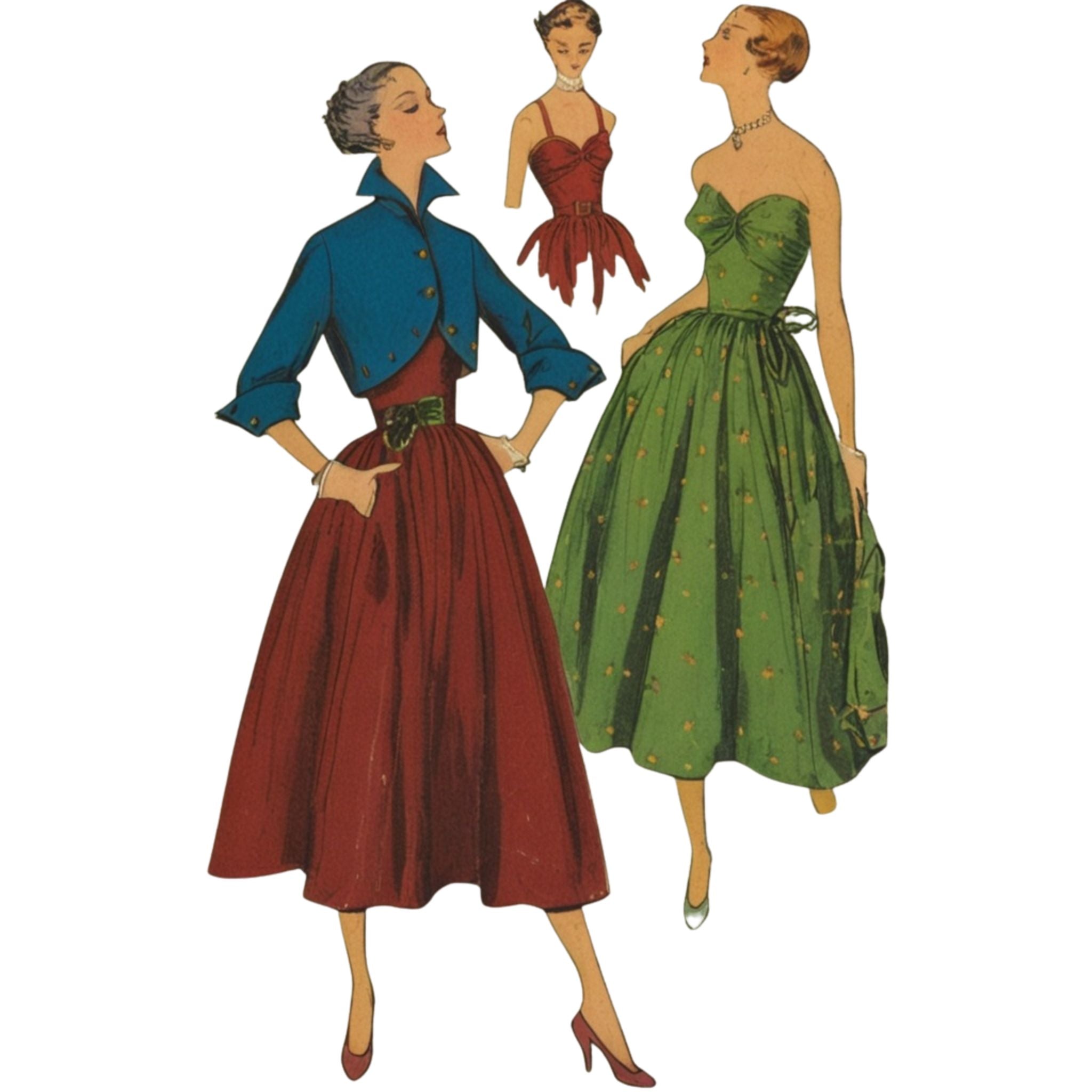 PDF - 50's Sewing Pattern: Dress & Bolero - Bust 34” (86.4cm) - Downlo ...