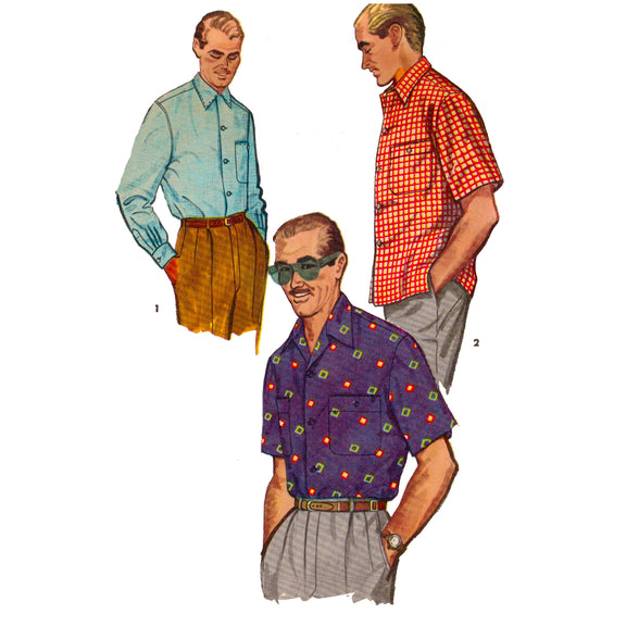 1950s Sewing Pattern, Sport Shirt - Chest: 38” – 40” (97cm-101cm ...