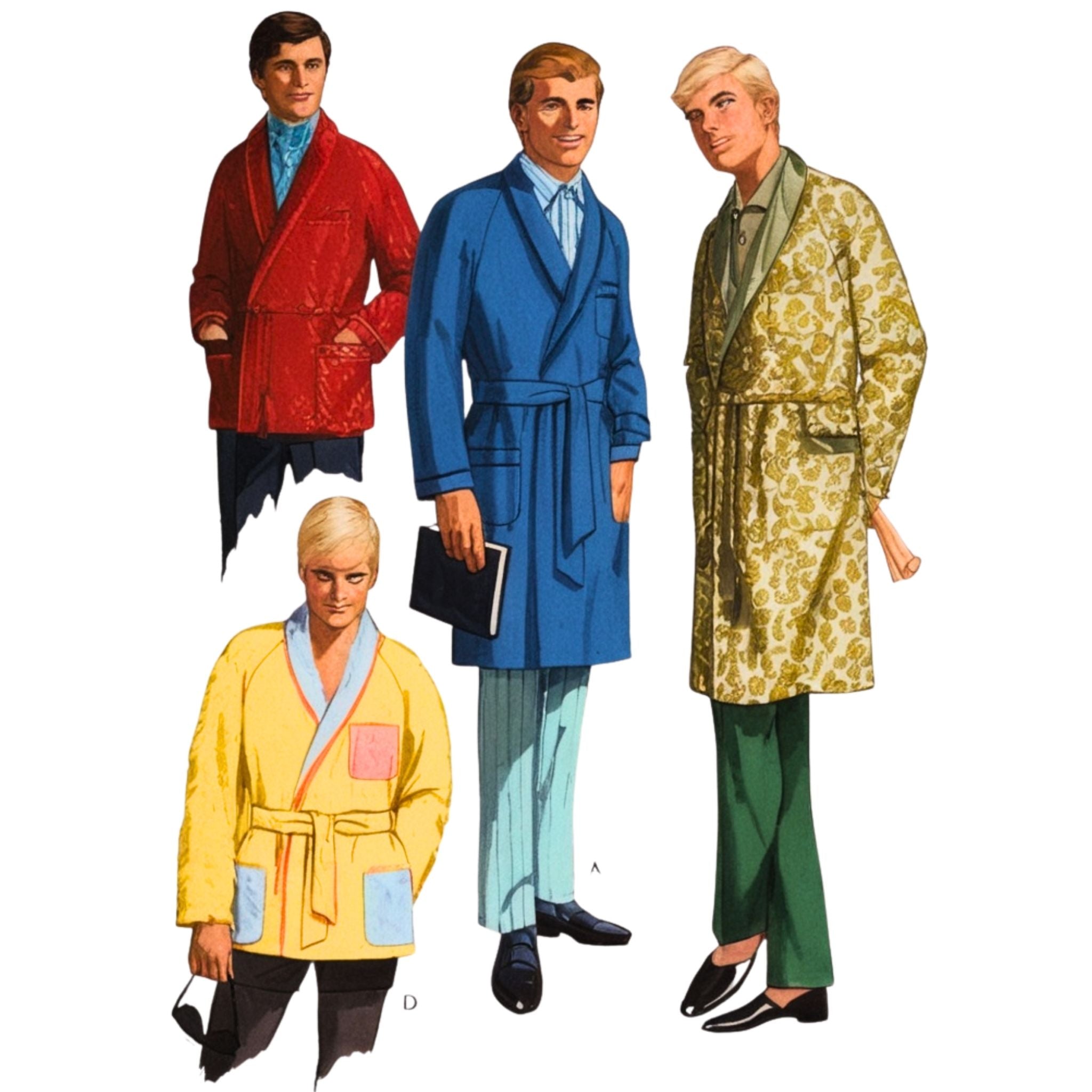 1960s Pattern, Men's Smoking Jacket and Dressing Gown - Chest 38”-40 ...