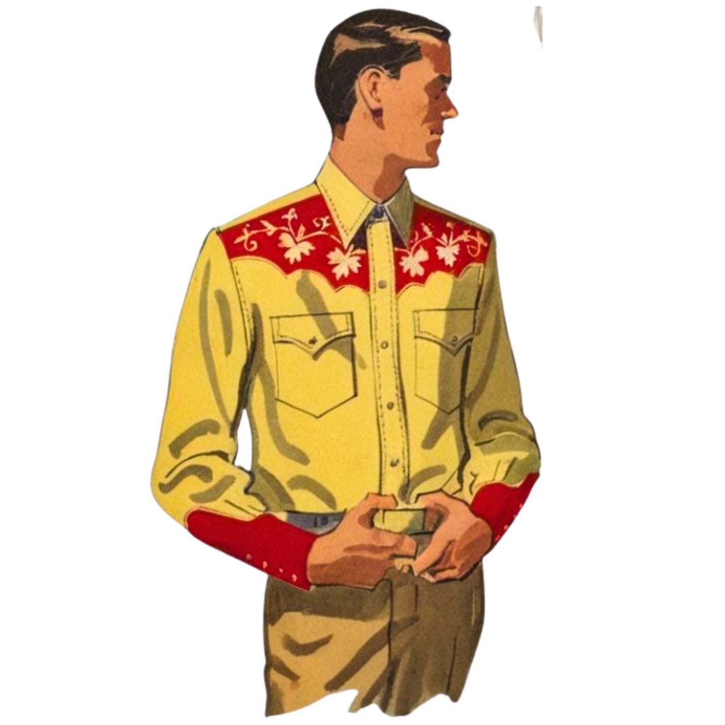 1950s Sewing Pattern, Men’s 'Yellowstone' Western Shirt - Chest: Multi ...