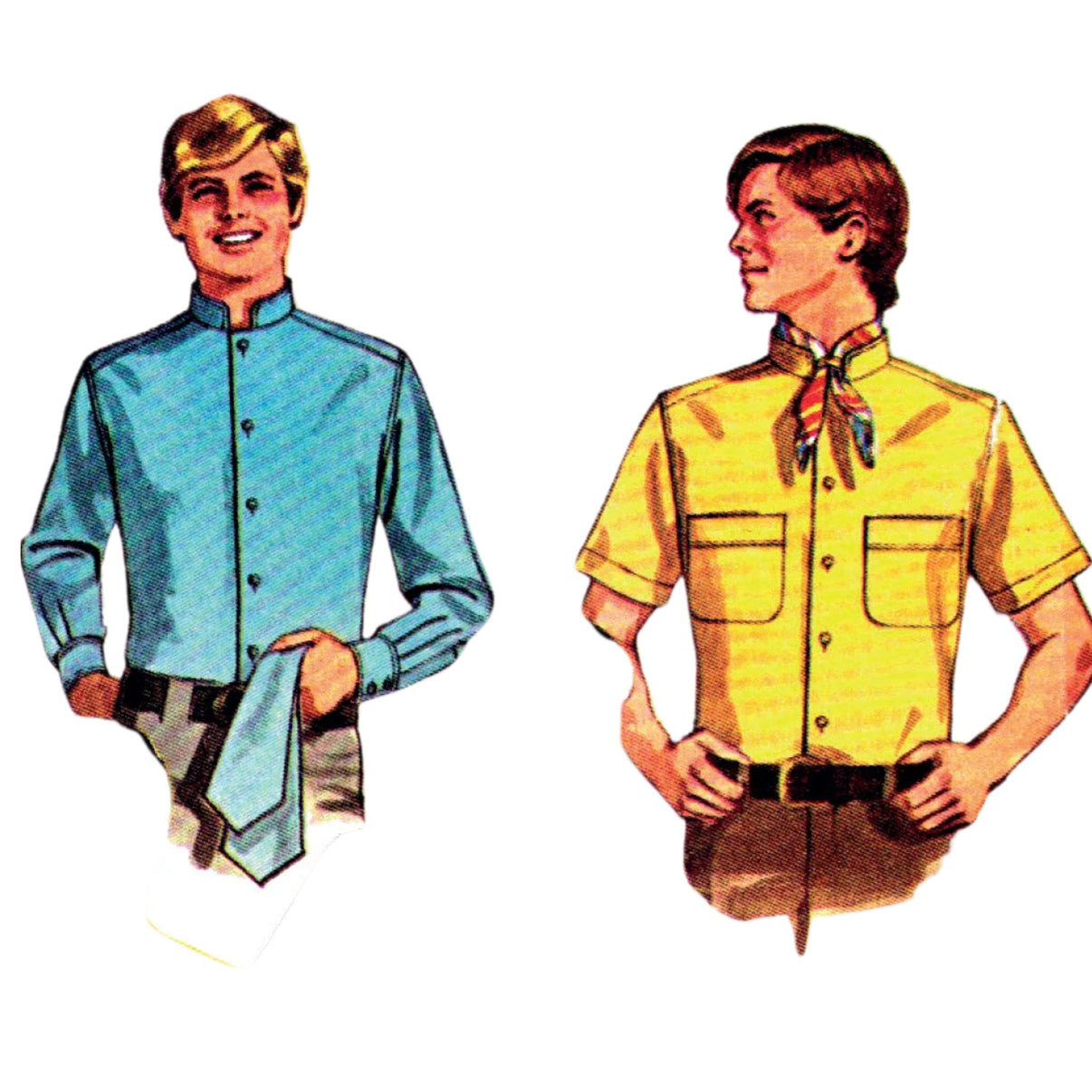 1960s Sewing Pattern, Set of Shirts, Scarf and Ascot -Chest 42”(106cm ...