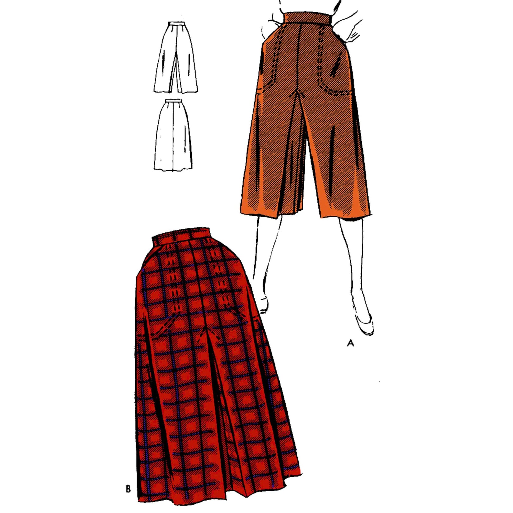 PDF - 1940s Sewing Pattern, Culotte & Skirt - Waist: 32” (81cm) - Down ...