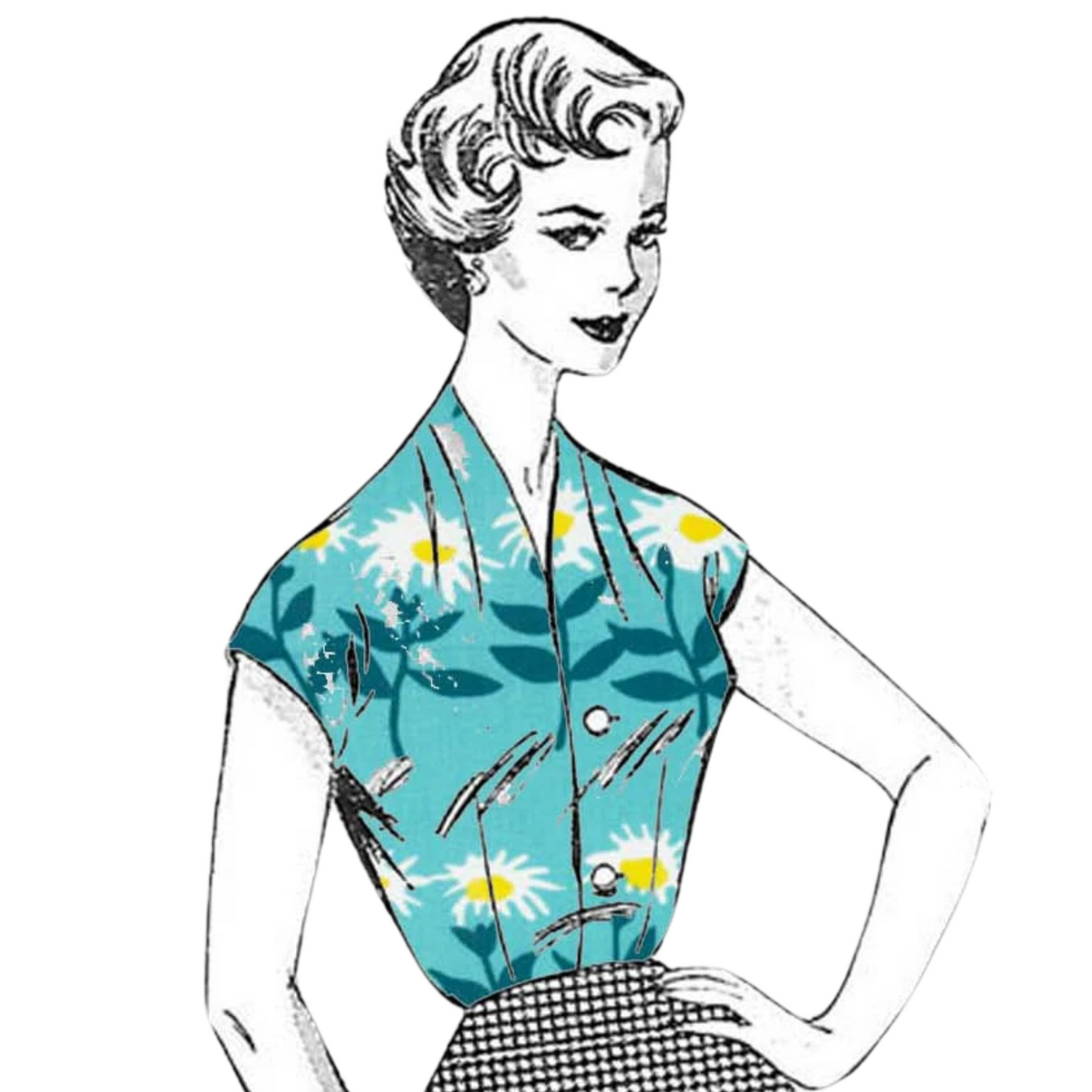 PDF - Vintage 1950's Pattern - Magyar or Kimono, Pleated Sleeve Blouse ...