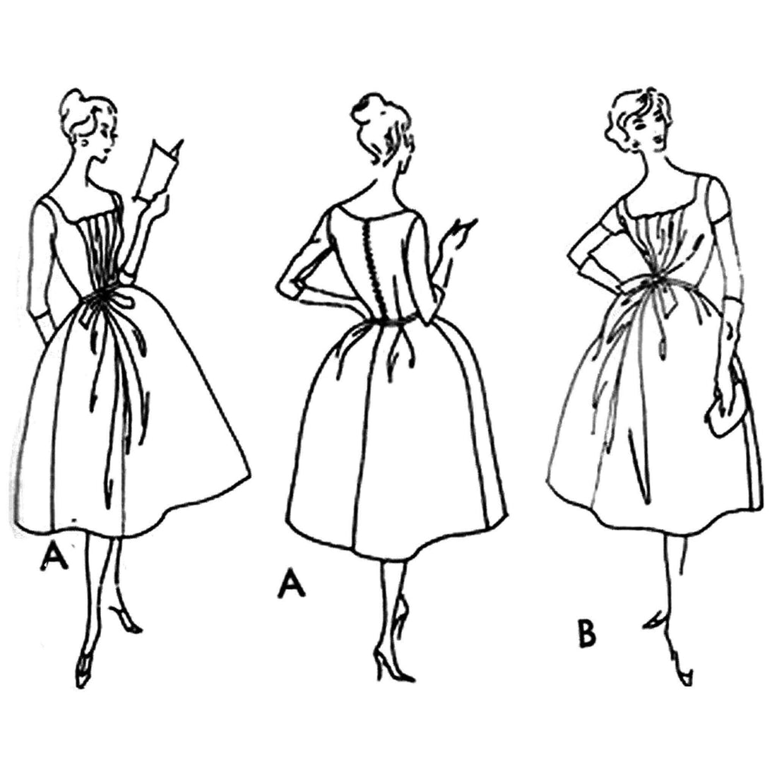 1950s Pattern, Women's Couturier Design Pleated Bodice Dress - Bust 34 ...