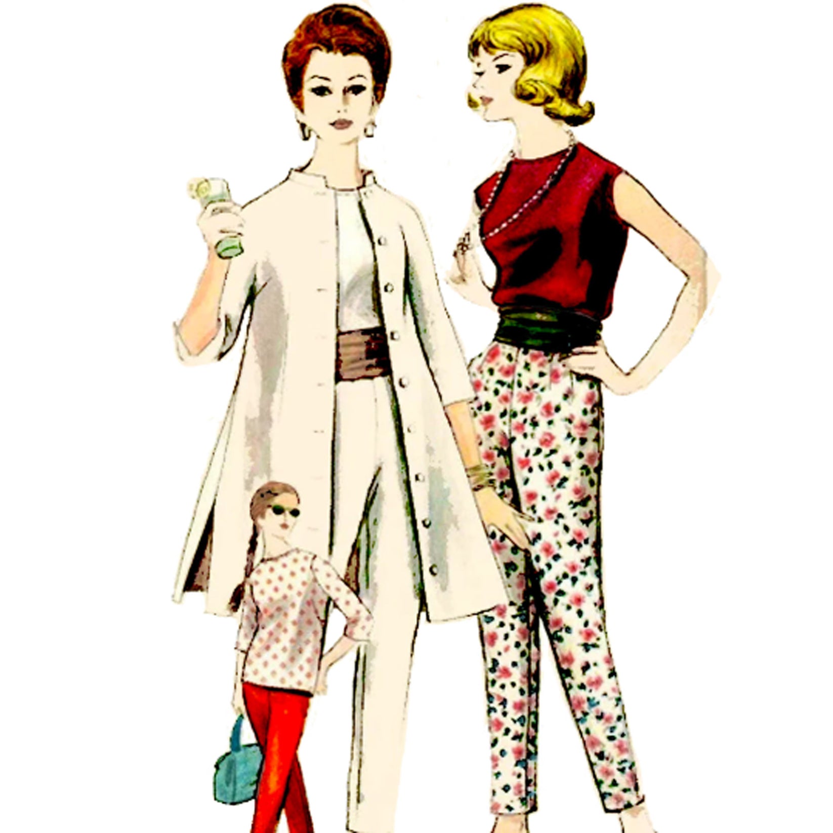 PDF - 1960s Pattern, Nehru Coat, Blouse & Slacks, Pants - Bust 36" (91 ...