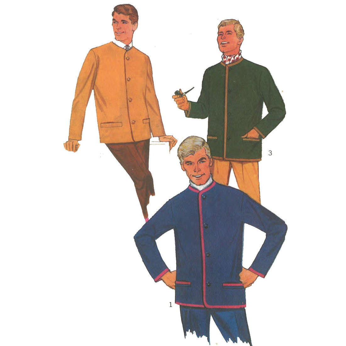 1960s Pattern, Men's Collarless Jacket - the Beatles - Chest 38” (96.5 ...