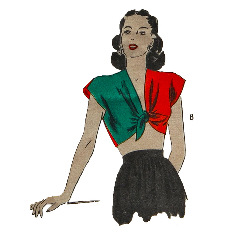 PDF - Vintage 1940S Pattern – Easy to Make Midriff Tie Tops - Bust 36 ...