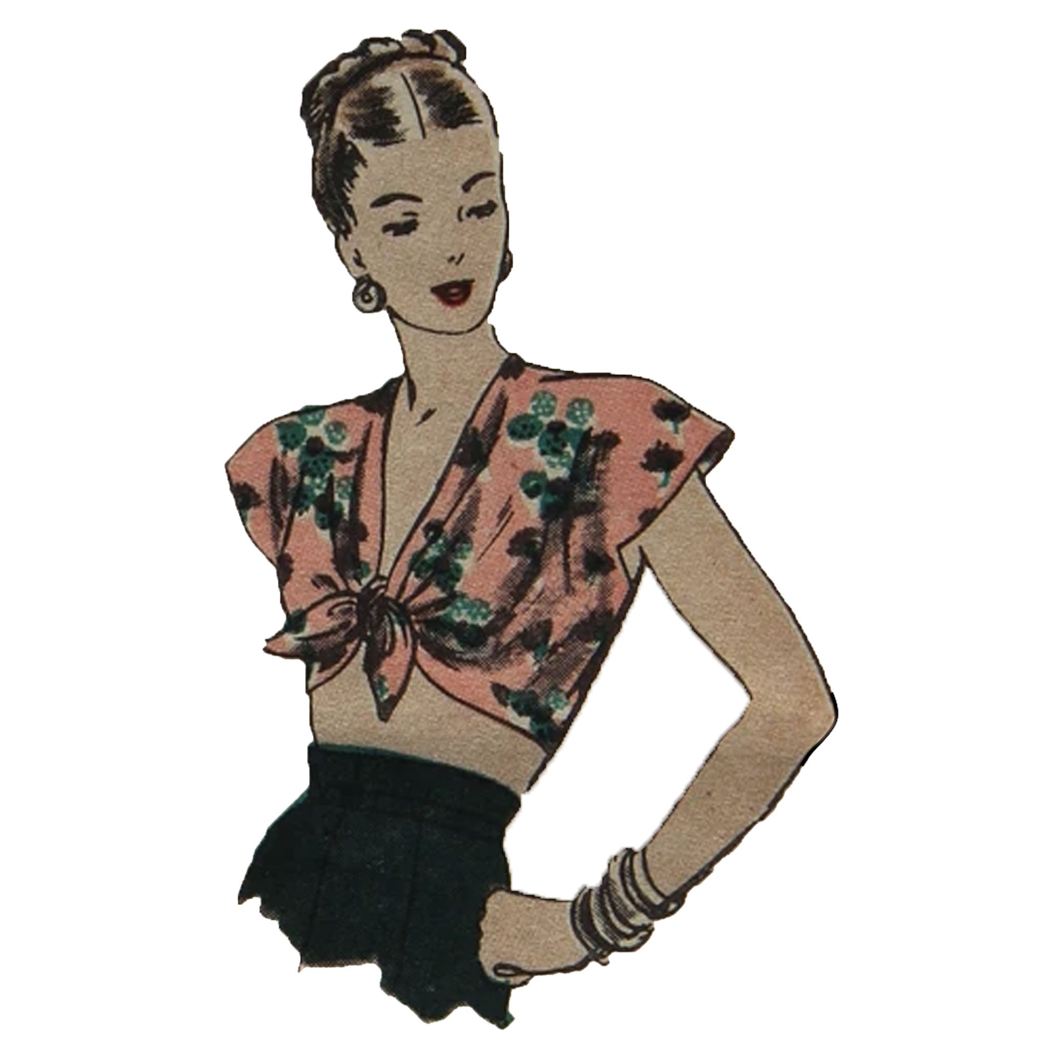 PDF - Vintage 1940S Pattern – Easy to Make Midriff Tie Tops - Bust 36 ...