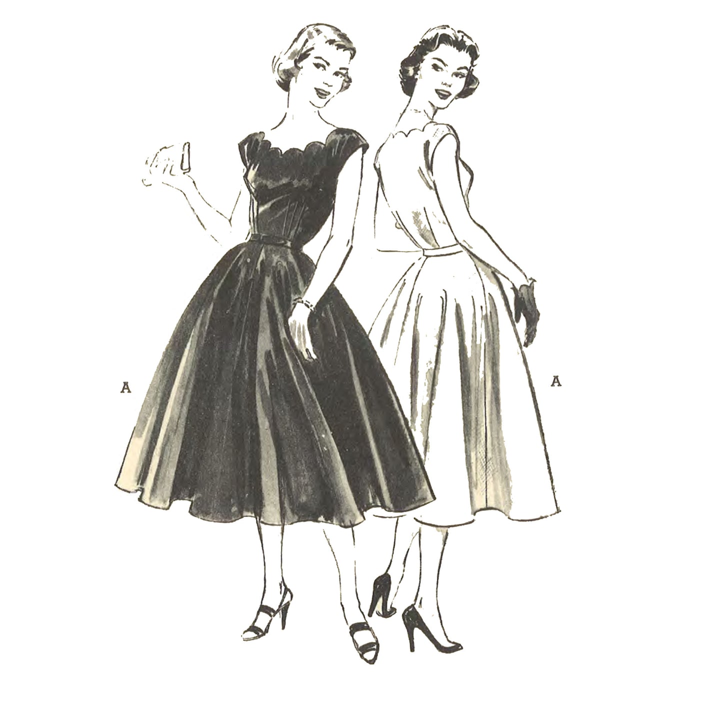 1950s Pattern Dress, Circular Skirt – Vintage Sewing Pattern Company