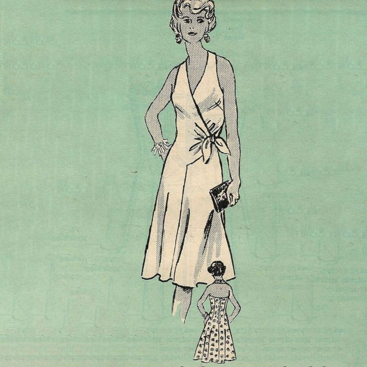 Vintage 1970s Pattern – Halter-neck Wrap-over Dress - Bust 38” (96.5cm ...