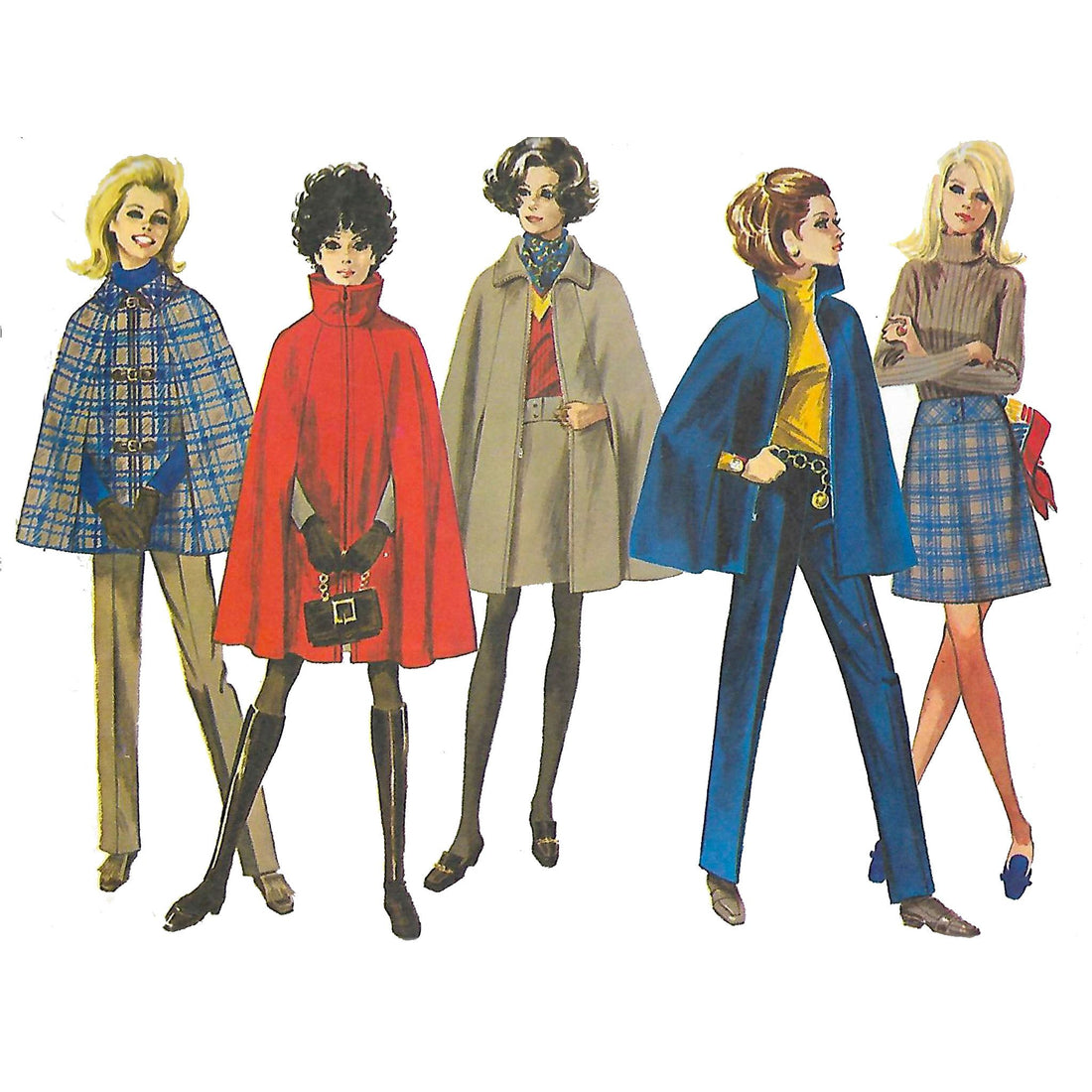 Vintage 1960s Pattern – The Cloak & Charm Cape in Two Lengths, Skirt ...