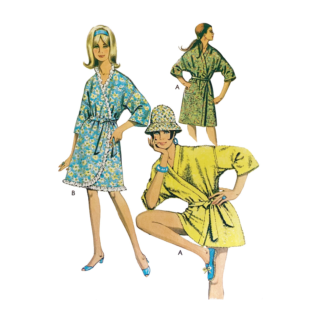 PDF - Vintage 1960s Pattern – Kimono Style Housecoat or Beach Wrap- Bu ...