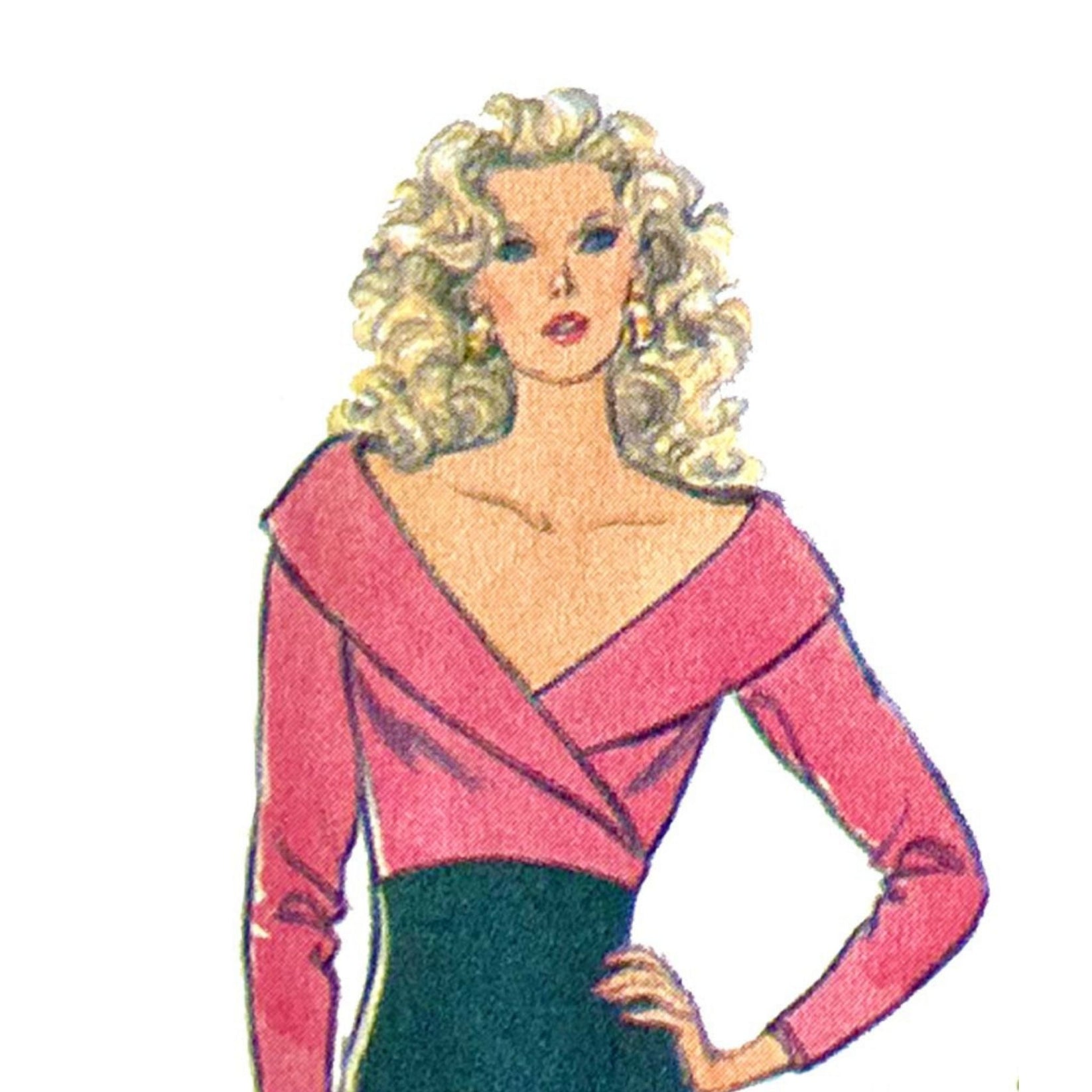 PDF - Vintage 1980s Pattern – Off The Shoulder, Cross-over Tops ...