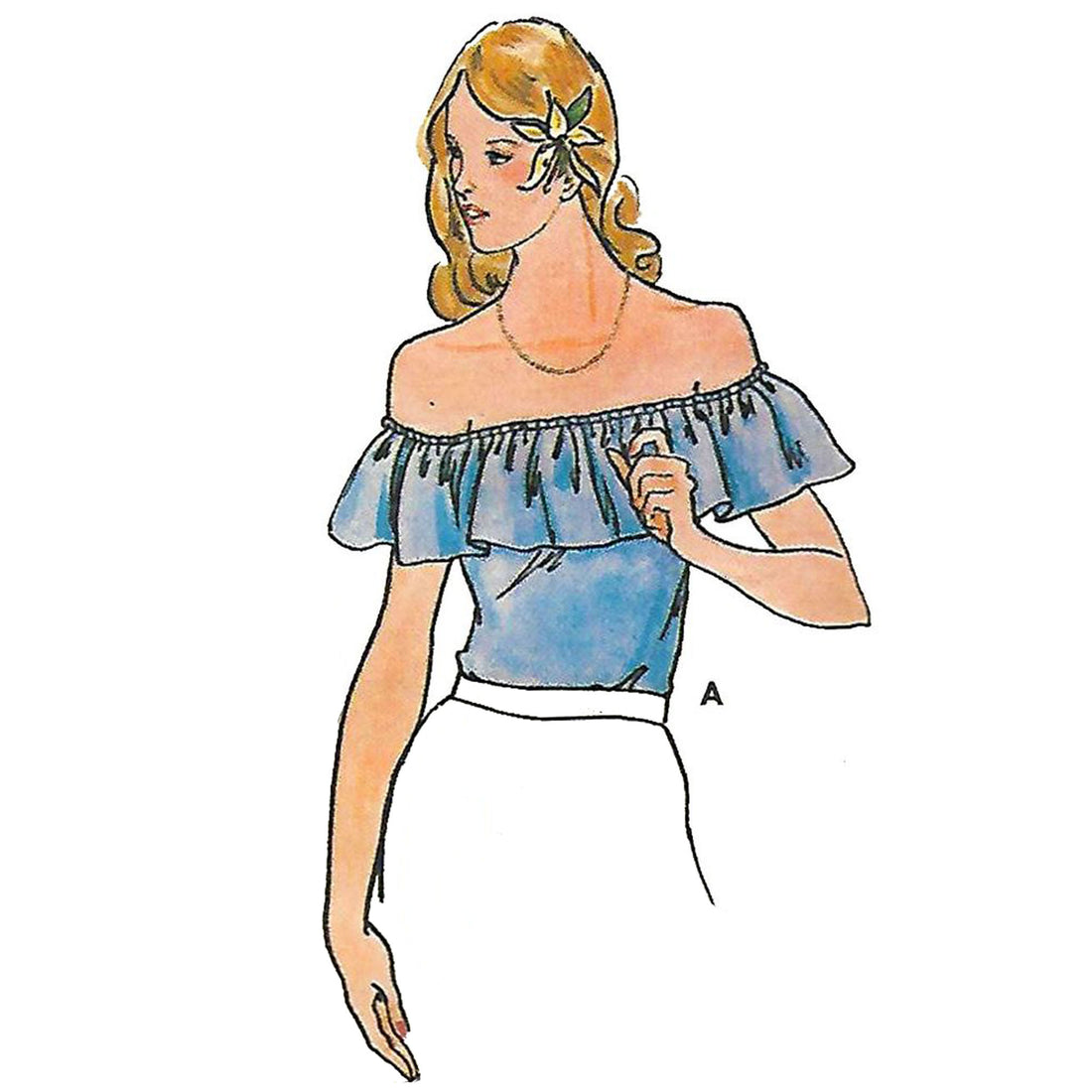 PDF - Vintage 1970s Pattern - Frilly or Plain Self Neckline Tops - Bus ...